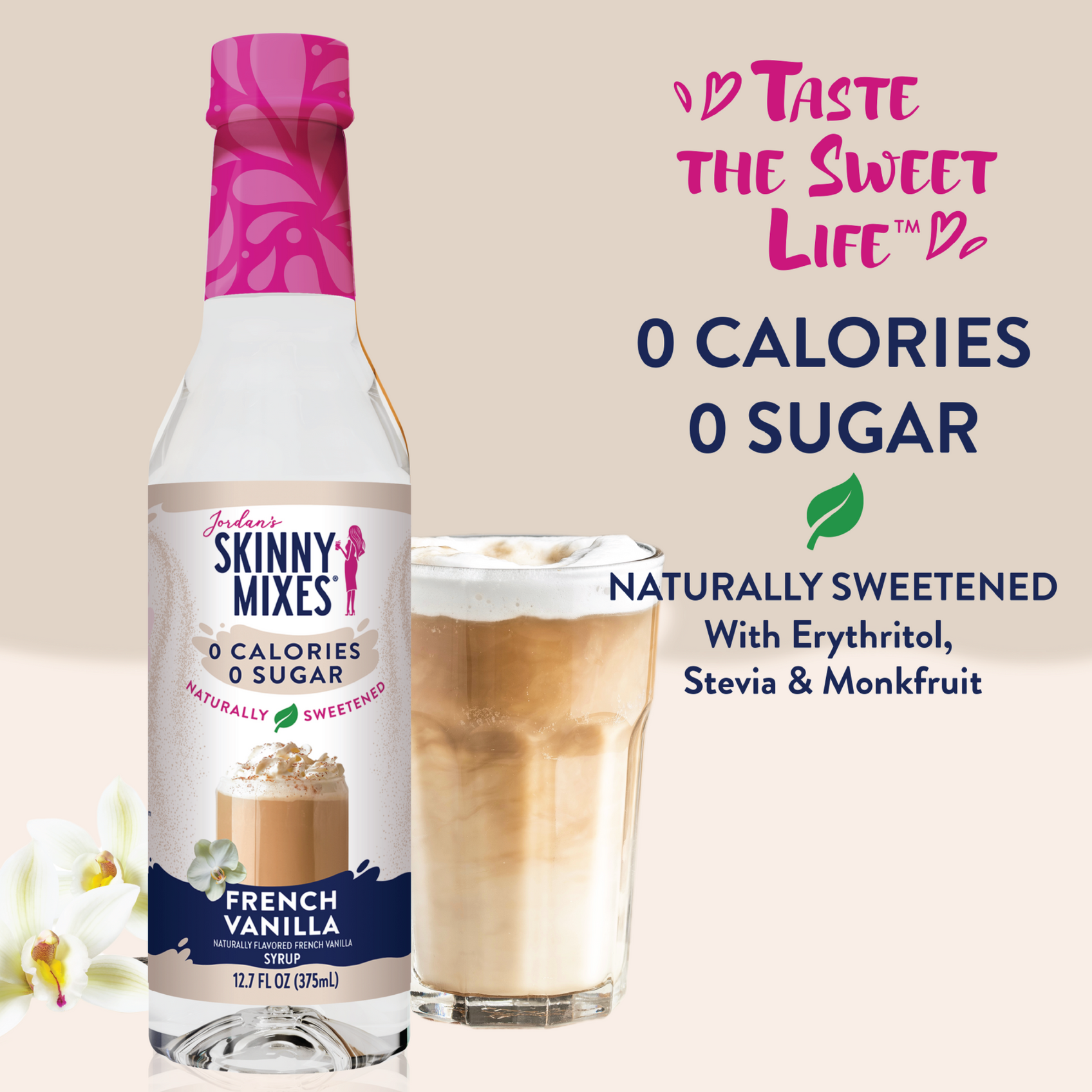 Naturally Sweetened French Vanilla Syrup 375ml - Skinny Mixes