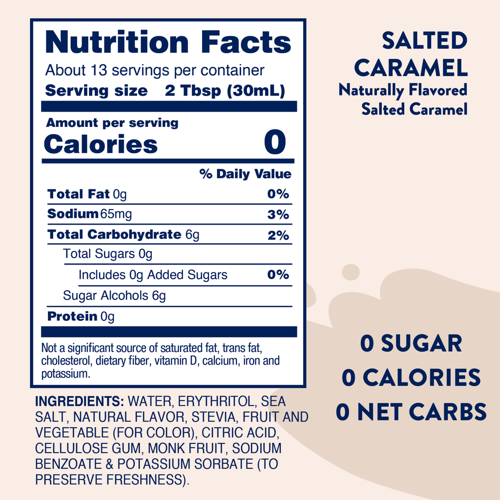 Naturally Sweetened Salted Caramel Syrup 375ml - Skinny Mixes