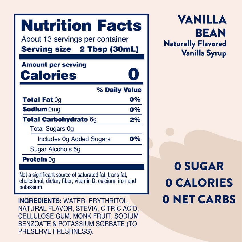 Naturally Sweetened Vanilla Bean Syrup - 375ml – Skinny Mixes
