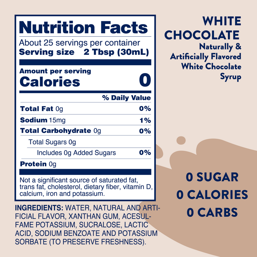 Sugar Free White Chocolate Syrup | Skinny Syrups | Skinny Mixes